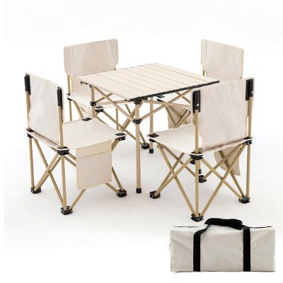 China High Quality Outdoor Folding Aluminum  Table and Chairs Set  Foldable Portable Camping Table AndChairs 5 Pieces Set for sale