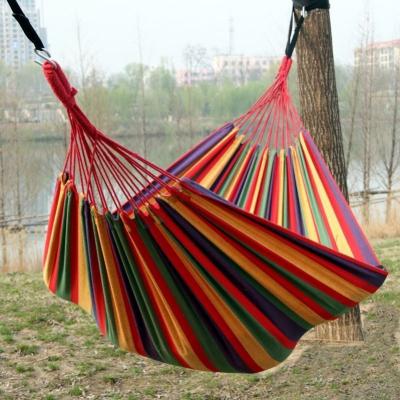 China Manufacturer Custom Printed Cotton Canvas Rainbow Hammocks Outdoor Camping Swing Hammock for sale