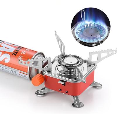 China Factory Portable Mini Camping Outdoor Stainless Steel Butane Gas Stove Survival Pocket Picnic Cooking Burner for sale