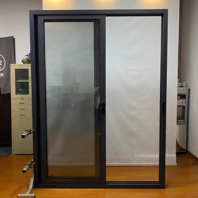China Zwart beveiligings slot schuifbare opvouwbare glazen deuren Buitenbeveiligingssysteem Aluminium schuifbare glazen deuren for sale