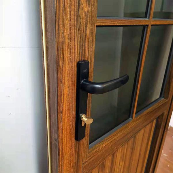 Quality Wood Grain Color Aluminium Hinged Doors Customized Exterior Hinges Doors 5mm for sale