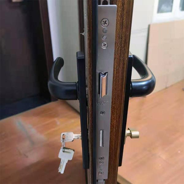 Quality Wood Grain Color Aluminium Hinged Doors Customized Exterior Hinges Doors 5mm for sale