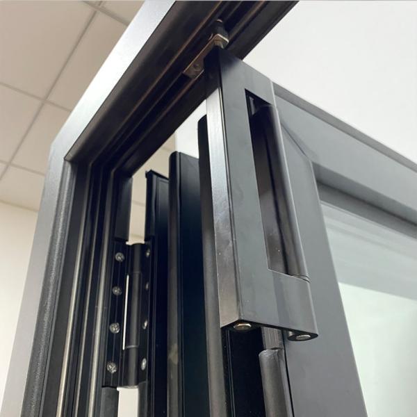 Quality Triple Panel Glass Aluminium Fold Up Doors Weatherstripping Dark Grey Aluminium for sale