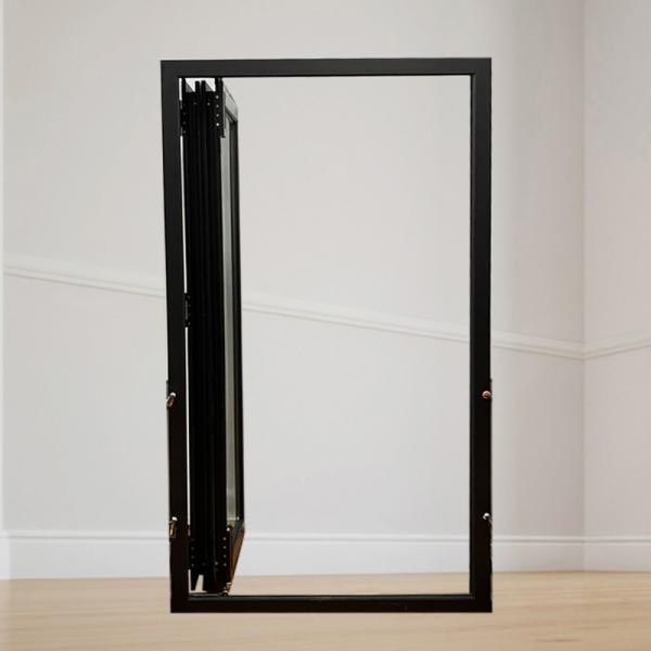 Quality Triple Panel Glass Aluminium Fold Up Doors Weatherstripping Dark Grey Aluminium for sale
