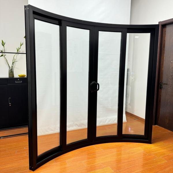 Quality Black Modern Home Aluminium Sliding Glass Doors Security System Slimline Sliding for sale