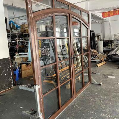 Quality Arched Aluminium Hinged Doors French Design Wood Color Aluminum Door Hinge for sale