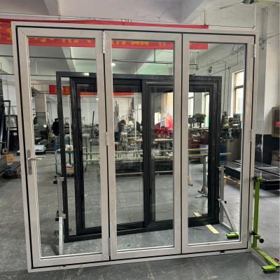 China Thermal Break Aluminium vouwdeuren Dubbelgehard glas Te koop
