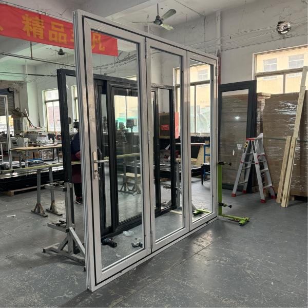 Quality Thermal Break Aluminum Folding Doors Double Tempered Glass for sale