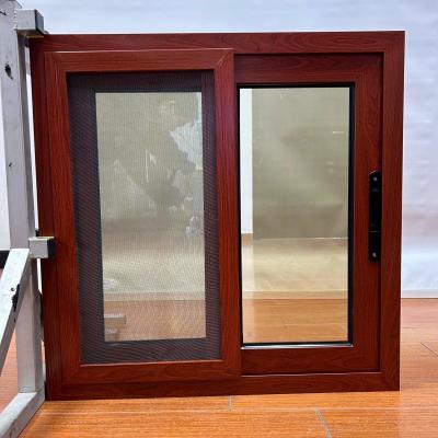 China Aluminium schuifvenster voor badkamer houtkorrel kleur for sale
