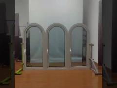 Double Tempered Glasses Aluminum Casement Windows Brown Modern Arc Windows Customized
