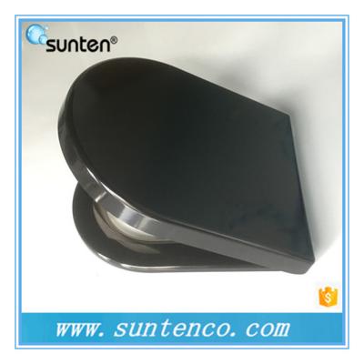 China European Standard Soft Close D Shape Black Toilet Seat Covers for sale