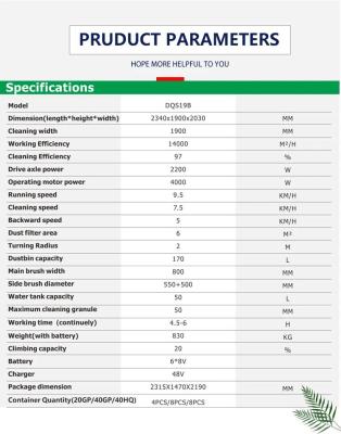 Cina 6*8V tensione DQS19B Spazzapolvere elettrico automatico per pulizia stradale e parcheggio in vendita