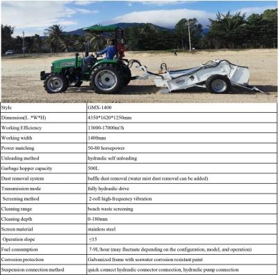 Cina L'industria siderurgica 70 HP Trattore Attachment Beach Cleaner con bella larghezza di pulizia 1400mm in vendita