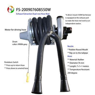 China Dual Line Automatic Remote Retractable Exhaust Hose Reel 220V/380V Workshop Fume Purification System for sale