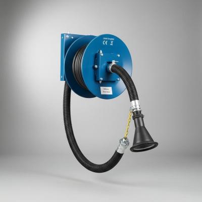 China OSHA Compliant Spring Hose Reel Vehicle Exhaust Extraction System 102mm 10m Hose CE ISO9001 for sale