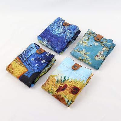 Cina Personalizzi la pittura a olio pieghevole Tote Bags Reusable Shopping Bag del poliestere per le borse a tracolle delle drogherie in vendita