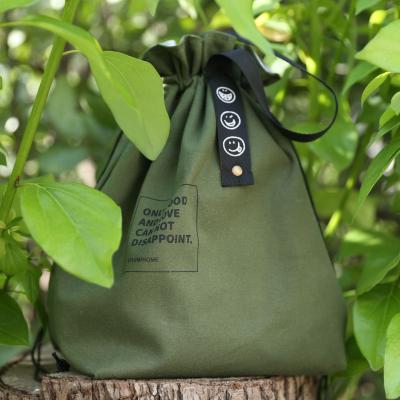 Cina Borsa isolata su misura del pranzo del cordone di Bento Bag Wide Opening Canvas in vendita