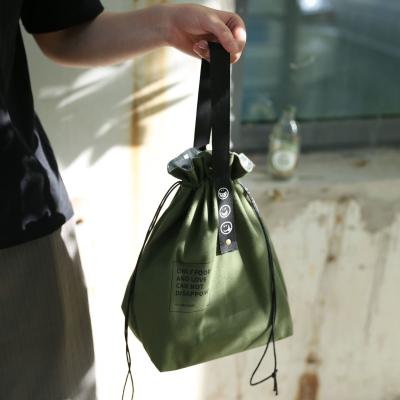 Cina Borsa isolata su misura del pranzo del cordone di Bento Bag Wide Opening Canvas in vendita