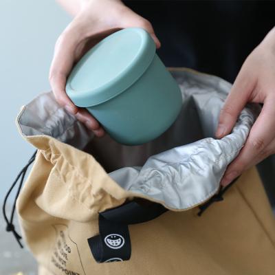 Cina Borsa isolata su misura del pranzo del cordone di Bento Bag Wide Opening Canvas in vendita