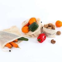 China Organic Cotton Drawstring Bag Backpack Vegetable Grocery Mesh String Bag 3 Sizes 20x25 25x30 30x40 cm for sale