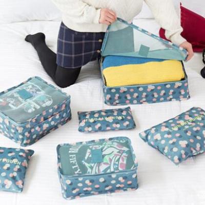 中国 6 Pieces Polyester Travel Bag Set Clothing Shoes Cosmetic Luggage Organizer Set 販売のため