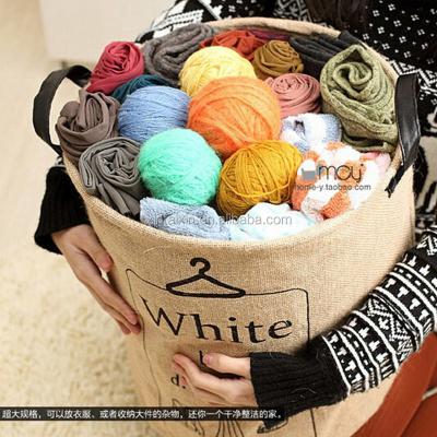 China Dirty Cloth Organizer Foldable Laundry Basket 41*33cm Jute Receive Basket for sale