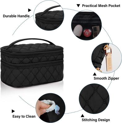 Cina Makeup Portable Travel Cosmetic Bag with Handle Large Double Layer Toiletry Bag 2Pcs Waterproof Make Up Bag for Women in vendita