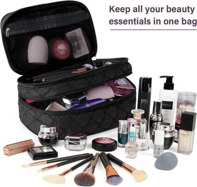 Cina Makeup Portable Travel Cosmetic Bag with Handle Large Double Layer Toiletry Bag 2Pcs Waterproof Make Up Bag for Women in vendita