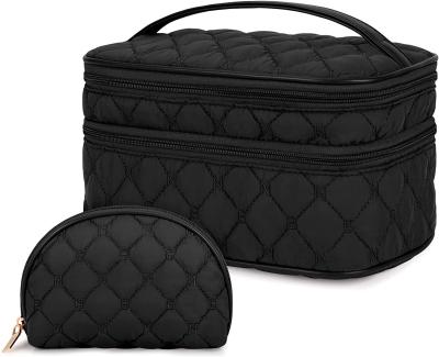 Cina Makeup Portable Travel Cosmetic Bag with Handle Large Double Layer Toiletry Bag 2Pcs Waterproof Make Up Bag for Women in vendita