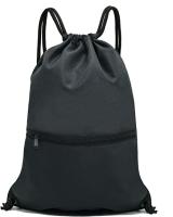 China Recyclable Black Waterproof Drawstring Backpack Bag 0.1kg Custom Logo Durable Polyester for sale
