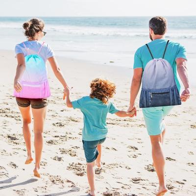 中国 Gym Beach Mesh Drawstring Bag With Zipper Pocket For Swimming Gear Storage 販売のため