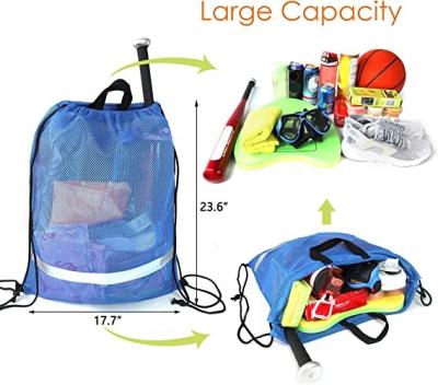 Cina Beach BeeGreen Mesh Drawstring Bag Backpack Lightweight Heavy Duty For Sport in vendita