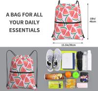 China Waterproof Drawstring Gym Backpack 43x36cm Polyester String Bag with Pockets for Men Women for sale