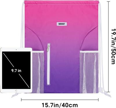 Cina Water Resistant Drawstring Backpack Bag Sport Gym Sackpack With Mesh Pockets in vendita
