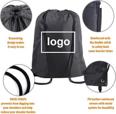 Cina Gym Black Drawstring Backpack Bags Bulk X-Large Sports Cinch Sack in vendita