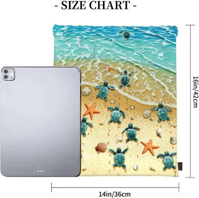 Cina Sea Turtle Drawstring Backpack Waterproof Adjustable Lightweight Gym Drawstring Bag Sports Dance Sackpack in vendita