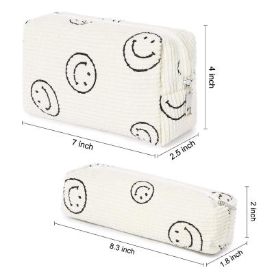 China Corduroy Makeup Pouch Travel Toiletry Bag Organizer Cute Makeup Brushes Storage Bag à venda