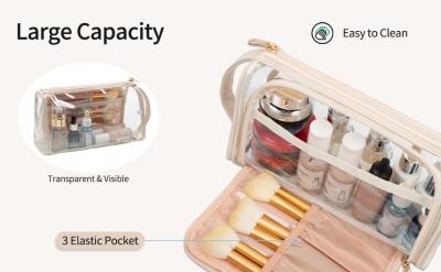 Cina Trucco trasparente di viaggio di caso cosmetico sulla borsa sveglia portatile dell'articolo da toeletta del sacchetto della chiusura lampo con la maniglia in vendita