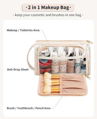 Cina Trucco trasparente di viaggio di caso cosmetico sulla borsa sveglia portatile dell'articolo da toeletta del sacchetto della chiusura lampo con la maniglia in vendita