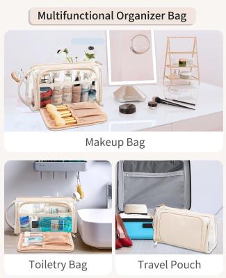 Cina Trucco trasparente di viaggio di caso cosmetico sulla borsa sveglia portatile dell'articolo da toeletta del sacchetto della chiusura lampo con la maniglia in vendita