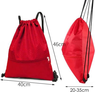 China Waterproof Draw String Back Sack with Zip Pocket Gym Swim Drawstring Bags for Men Women Te koop
