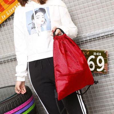 China Waterproof Draw String Back Sack with Zip Pocket Gym Swim Drawstring Bags for Men Women Te koop