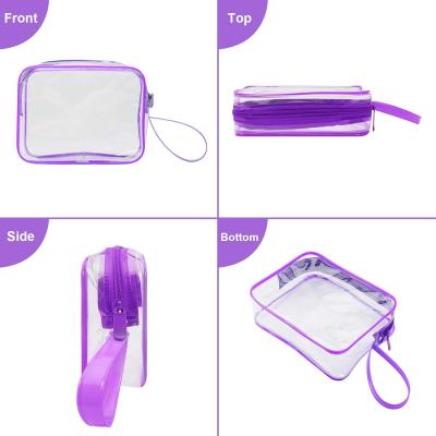 Cina Purple waterproof durable lager capacity cosmetic bag with handle in vendita