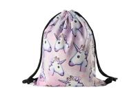 China Custom Polyester Drawstring Backpack Unicorn Printed Kids Bag 2000pcs MOQ for sale