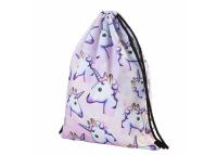 China Custom Polyester Drawstring Backpack Unicorn Printed Kids Bag 2000pcs MOQ for sale