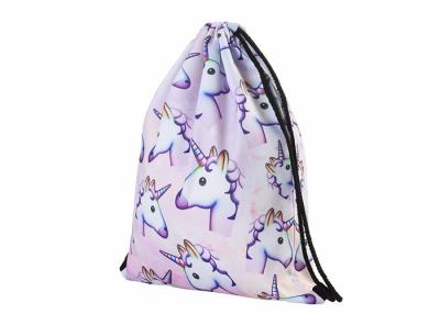 China Trouxa Unicorn Printed For Kids do saco de cordão do poliéster da cópia de transferência à venda