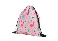 China Portable Folding Drawstring Bag Backpack Pink Drawstring Backpack With Logo for sale