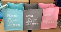 China OEM Custom Logo Reusable Folding Canvas Shopping Bag 3 Set Garbage Classification Triplet Bag for sale