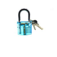 China Transparent Light Blue One Character Practice Lock Transparent Locks Locksmith Tools for sale