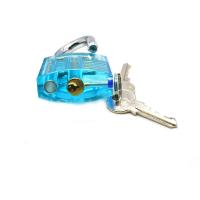 China Transparent Light Blue One Character Practice Lock Transparent Locks Locksmith Tools for sale